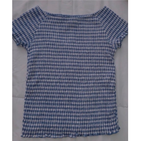 Zara | Tops | Vibrant Blue And White Checkered Top | Poshmark